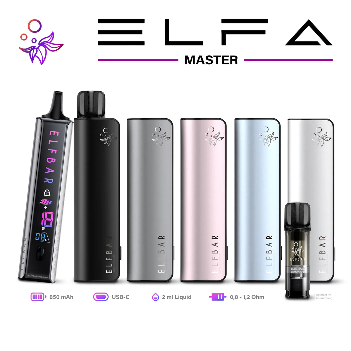 Elfbar ELFA Master 850mAh Akku mit Geschmackseinstellung | Elfbar600 ...